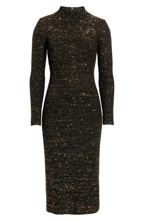 gold sequin midi dress with sleeves LIFE OF THE PARTY SEQUIN MIDI DRESS – AKIRA main image 1