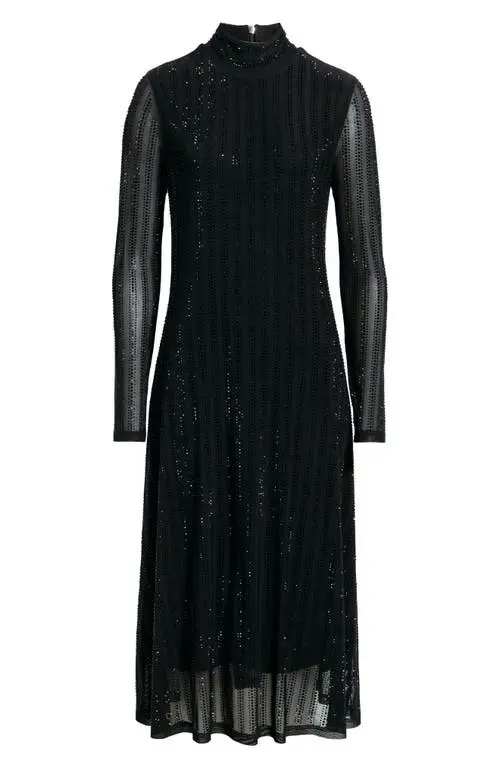 knee length dresses for ladies Black Sparkle And Sequin Long Sleeve Ruched Bodycon Midi Dress – AX Paris US