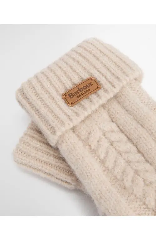 Barbour Elsdon Cable Knit Mittens - Eggshell