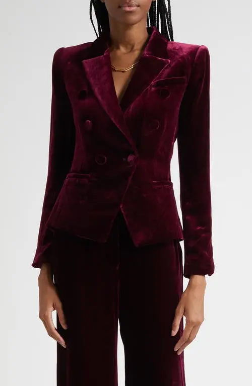 L'Agence Marie Double-breasted Velvet Blazer