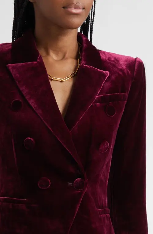 L'Agence Marie Double-breasted Velvet Blazer
