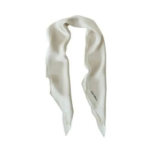 LOST PATTERN Satin" Silk Neck Scarf - White