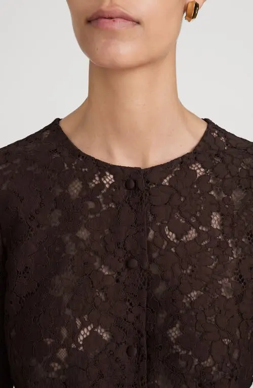 FRAME Sheer Lace Button-up Shirt - Deep Ruby