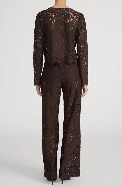 FRAME Sheer Lace Button-up Shirt - Deep Ruby