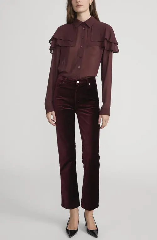 FRAME Silk Cape Shirt - Cabernet