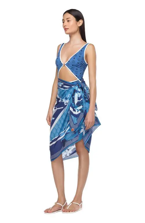 Mcm Monogram Printed Swimsuit - New Munich Blue