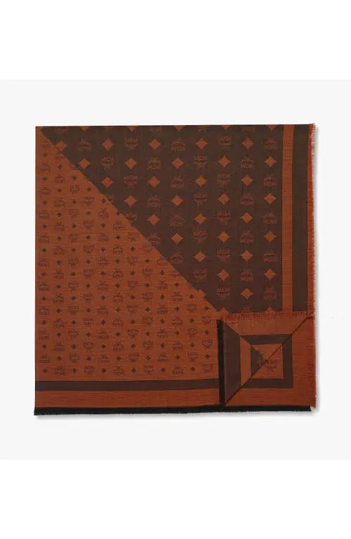 Mcm Monogram Shawl In Wool-silk Jacquard