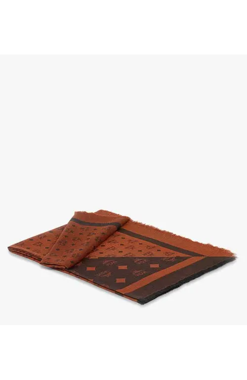 Mcm Monogram Shawl In Wool-silk Jacquard