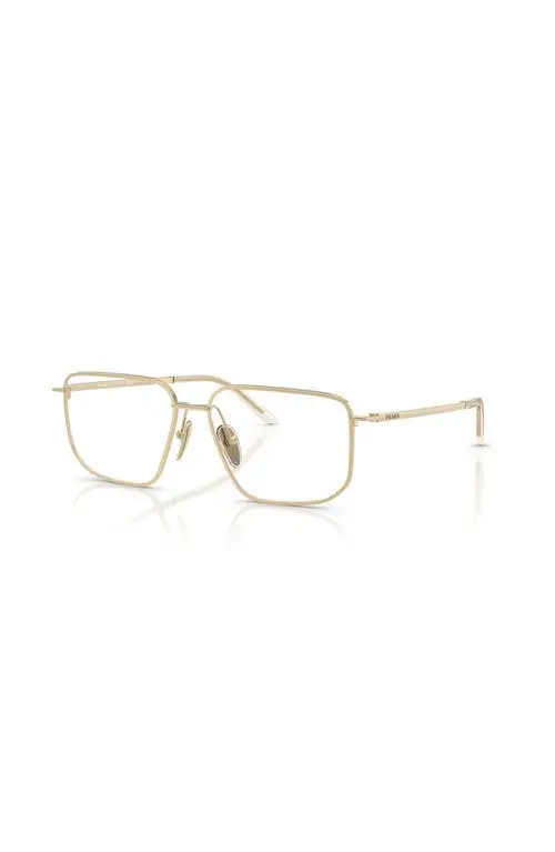 Prada 53mm Rectangle Optical Glasses - Gold