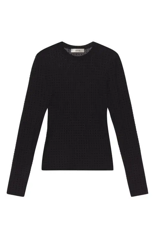 FRAME Swiss Dot Sheer Mesh Top - Black