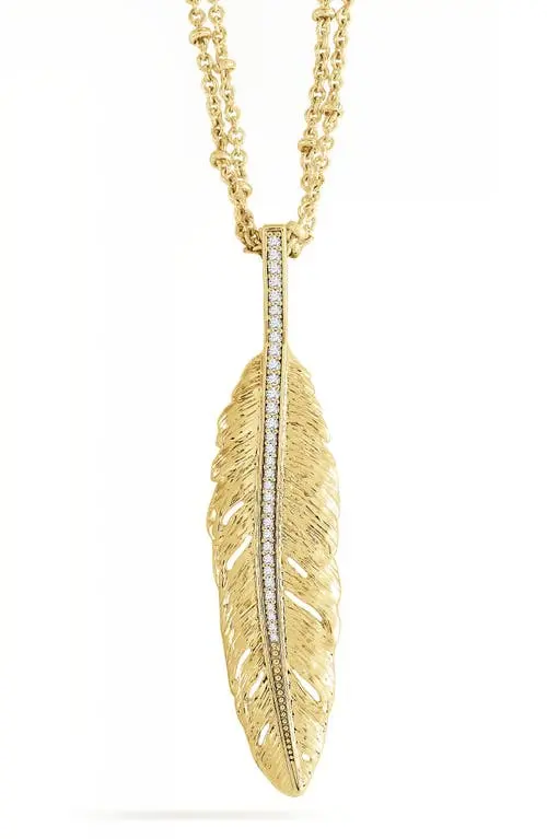 ANABEL ARAM JEWELRY Feather Layered Pendant Necklace - Large Gold Feather