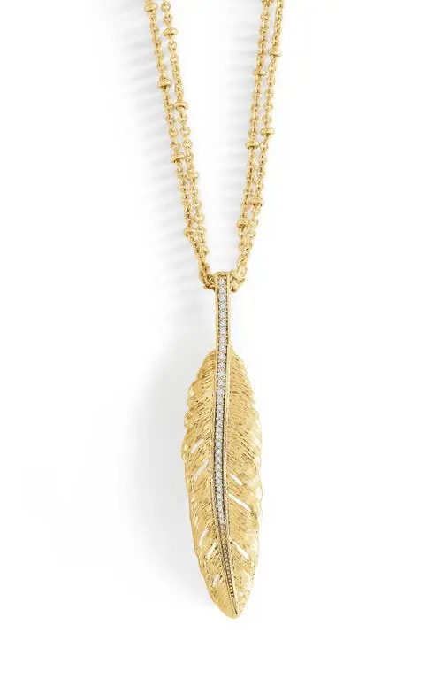 ANABEL ARAM JEWELRY Feather Layered Pendant Necklace - Small Gold Feather