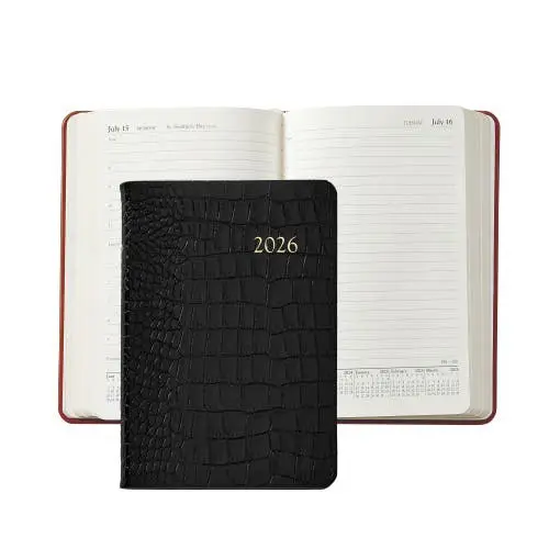 GRAPHIC IMAGE 2026 Leather Daily Journal - Black Pattern