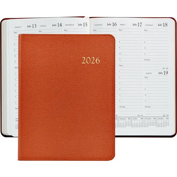 GRAPHIC IMAGE 2026 Leather Desk Diary - Orange
