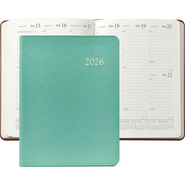 GRAPHIC IMAGE 2026 Leather Desk Diary - Robin's Egg Blue