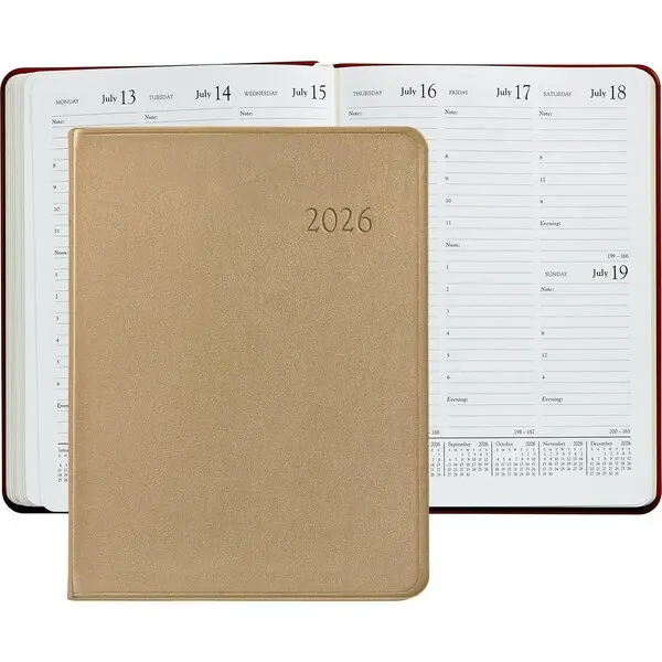 GRAPHIC IMAGE 2026 Leather Desk Diary - White Gold