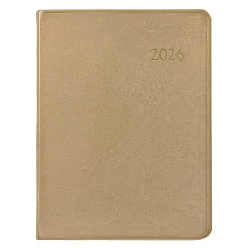 GRAPHIC IMAGE 2026 Leather Desk Diary - White Gold