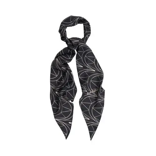 LOST PATTERN Chrysler" Silk Crepe Neck Scarf - Empire Black