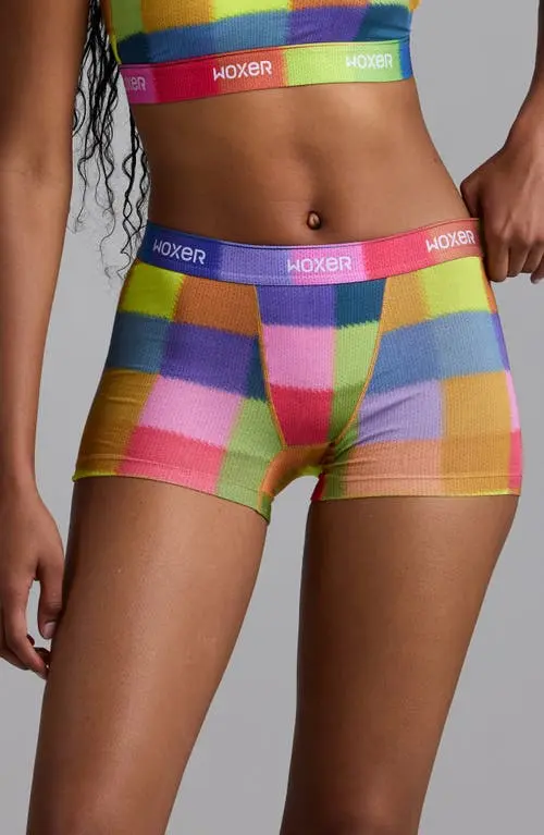 WOXER Star Ultrasoft 3-inch Boxer Briefs - Pride Knit Check