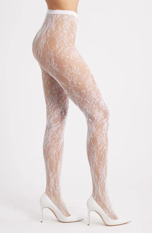 HIGH HEEL JUNGLE Venise Lace Fishnet Tights - White