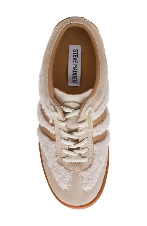 Steve Madden Vandy Faux Shearling Sneakers - Bone Multi