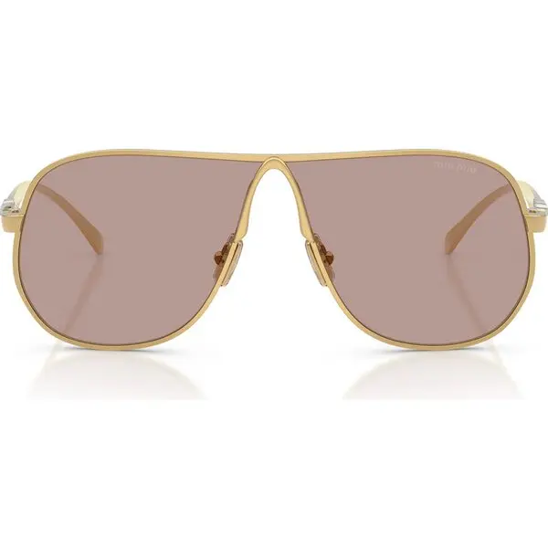 Miu Miu 66mm Oversized Aviator Sunglasses - Gold/light Purple Brown