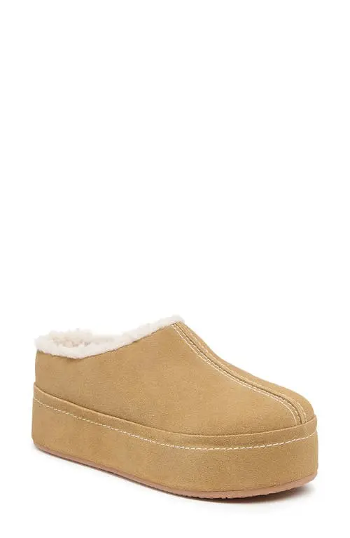KELSI DAGGER BROOKLYN Torrence Faux Shearling Lined Platform Clog - Bison
