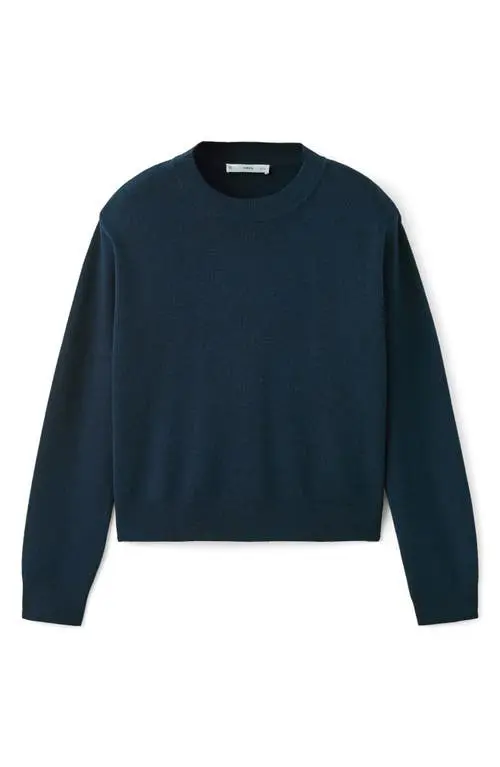 Mango Crewneck Cotton & Wool Blend Sweater - Navy