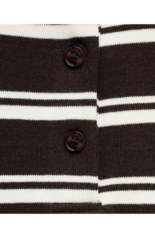 Mango Stripe Long-sleeve Polo - Brown