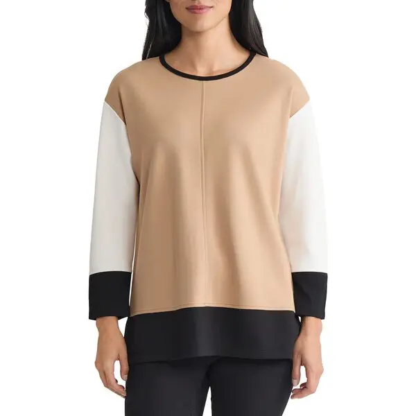Jones New York Colorblock Tunic - Caf Au Lait Multi