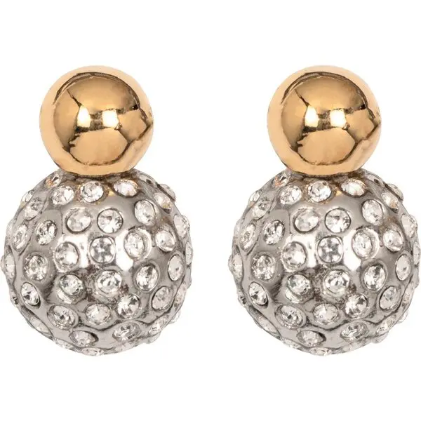JENNIFER BEHR Ida Pavè Ball Earrings - Crystal Antique Gold