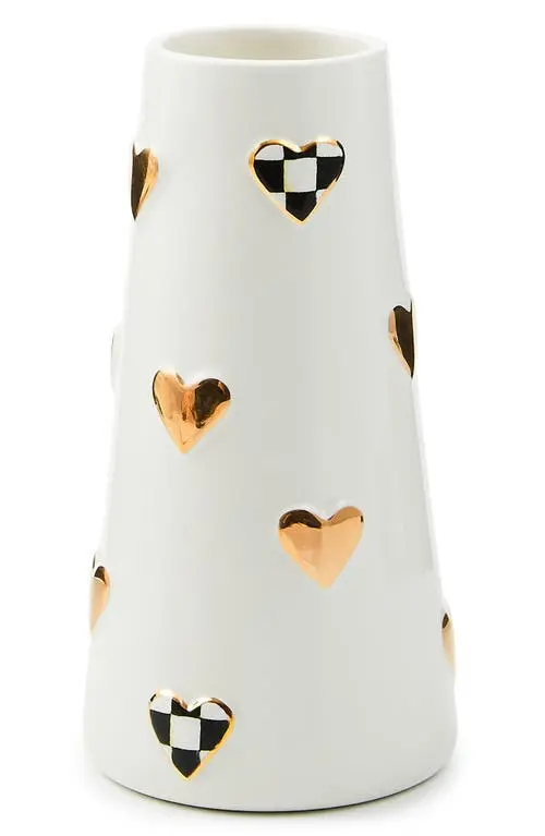 MACKENZIE-CHILDS Check Short Heart Vase - Courtly