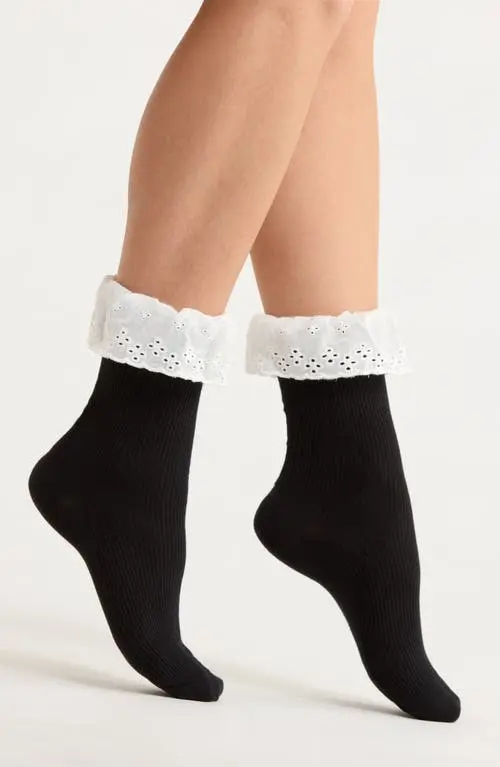 CASA CLARA Tabitha Ruffle Ankle Socks - Black