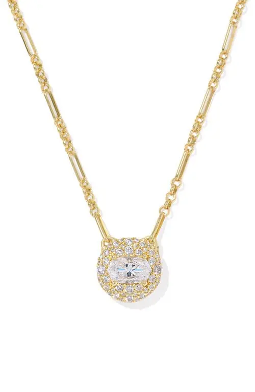 Kendra Scott Bella Short Pendant Necklace - Gold White Cubic Zirconia