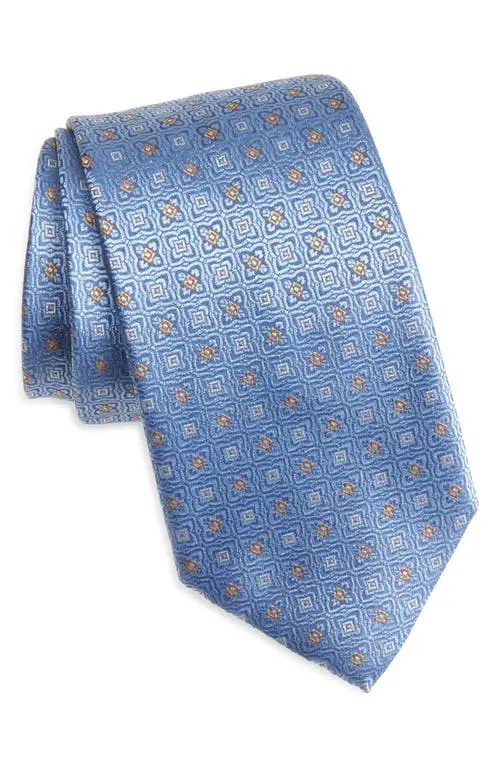 Canali Floral Silk Neck Tie - Light Blue