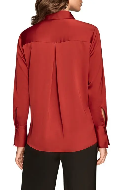 Donna Karan New York Satin Hidden Button-up Top