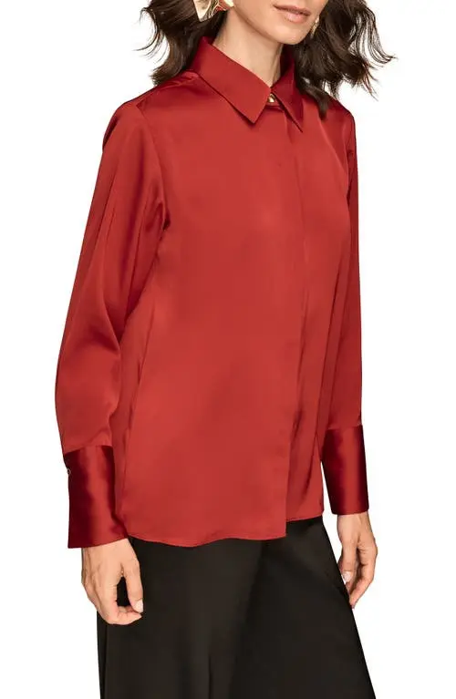 Donna Karan New York Satin Hidden Button-up Top