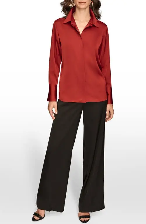 Donna Karan New York Satin Hidden Button-up Top
