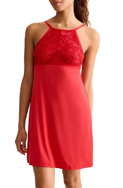 Fleur't Parisian Nights Lace Trim Chemise - Sweet Red
