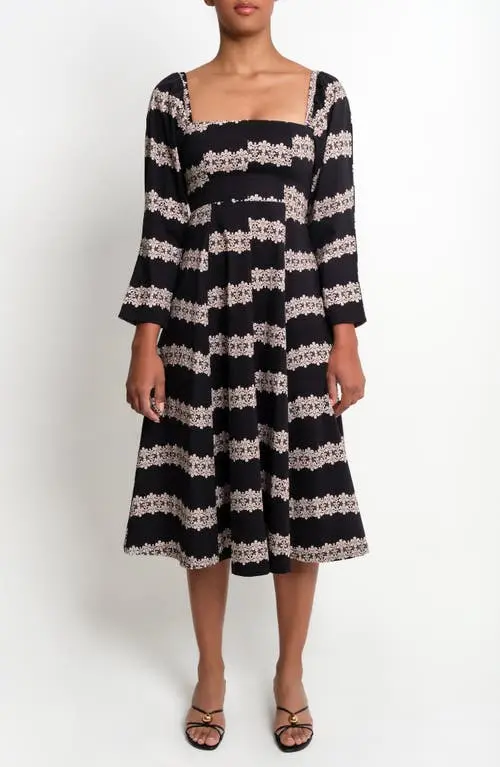THE LULO PROJECT Square Dance Stretch Cotton Midi Dress