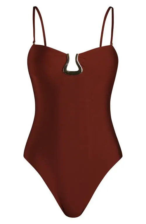 SUNSHINE 79 Solid Strapless One-piece Swimsuit - Mahogany