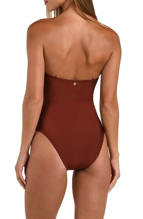 SUNSHINE 79 Solid Strapless One-piece Swimsuit - Mahogany