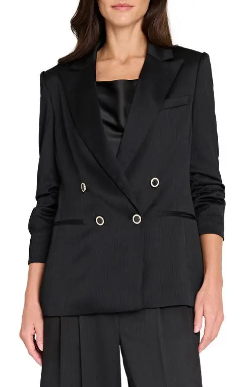 TAHARI ASL Double-breasted Crinkle Satin Blazer