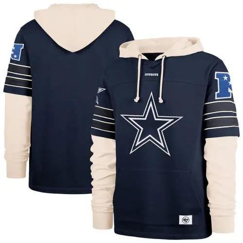 '47 47 Dallas Cowboys Split Zone Cornerback Duo Hoodie - Navy