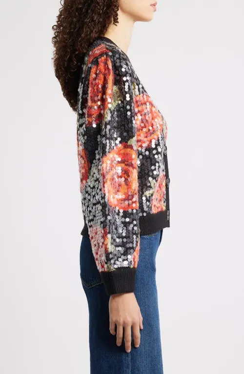 Farm Rio Latin Roses Sequin Knit Cardigan