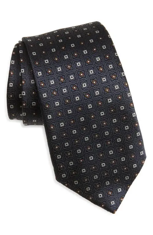 Canali Floral Silk Tie - Dark Blue