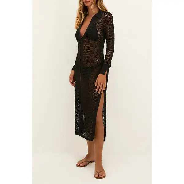 VIX PAULA HERMANNY Jenne Open Knit Cover-up - Black