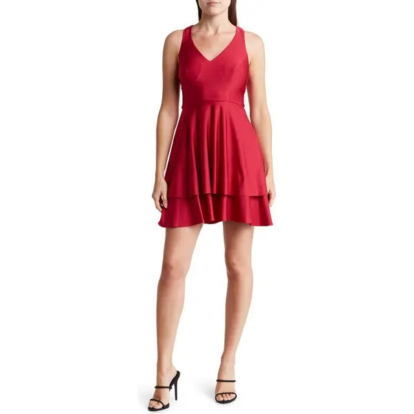 JUMP APPAREL V-neck Skater Dress