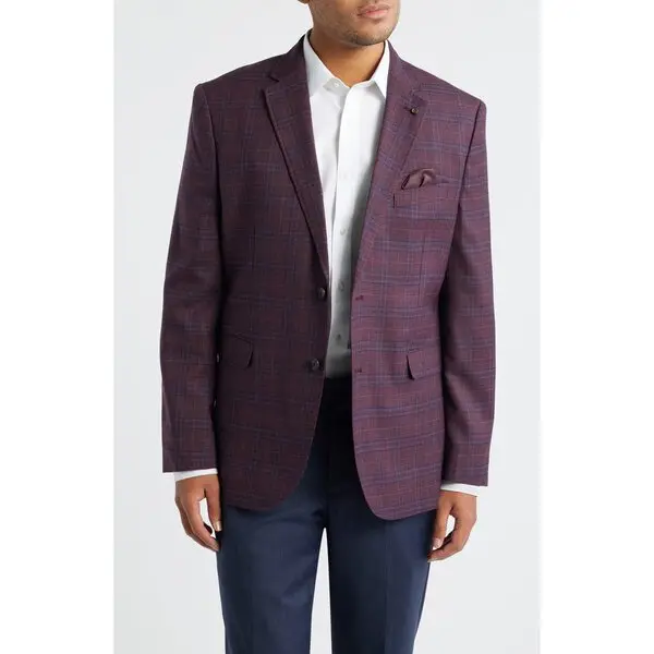 Johnston & Murphy Windowpane Plaid Wool Sport Coat