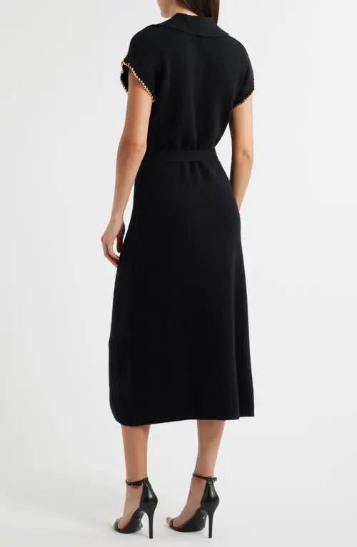 ZOE AND CLAIRE Chain Trim Tie Belt Midi Dress